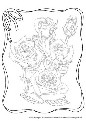 Digital Stamp - Roses in Ribbon Frame - CUP410905_66 | Craftsuprint