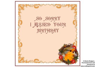 Robin Wreath Insert - Belated Birthday - CUP413850_66 | Craftsuprint