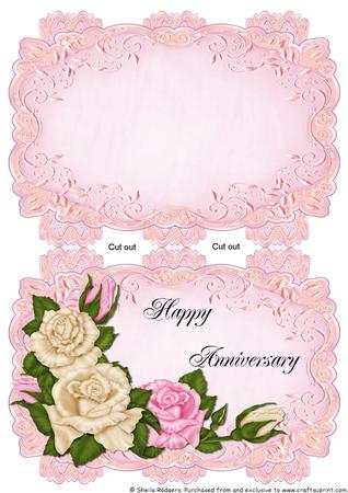 Pink Strip Card Mini Kit - Cream and Pink Roses Anniversary - CUP414897 ...
