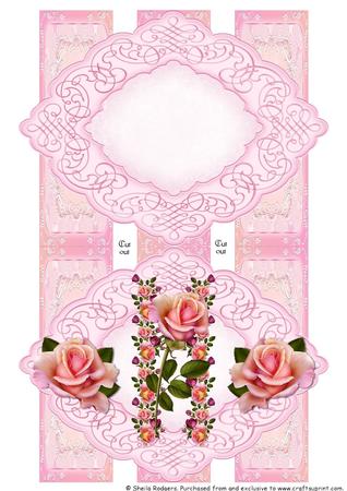 Pink Diamond Strip Card - Coral Roses - CUP416250_66 | Craftsuprint