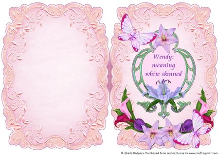 Name & Meaning Card - Wendy - CUP424857_66 | Craftsuprint