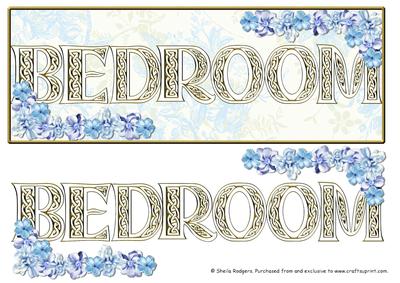 Room Sign - Bedroom with Blue Flowers - CUP425469_66 | Craftsuprint
