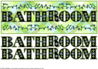 Room Sign - Bathroom with Flowers - CUP430491_66 | Craftsuprint