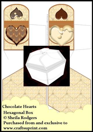 Hexagonal Box - Chocolate Hearts - CUP431802_66 | Craftsuprint