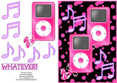 Pink Mp3 Player - CUP45347_66 | Craftsuprint