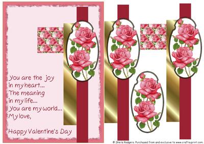 Valentine Cluster Card - Pink Roses - CUP495476_66 | Craftsuprint