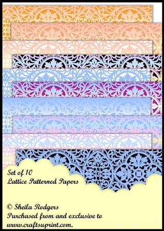 Set of 10 Lattice Patterned Papers - CUP523371_66 | Craftsuprint
