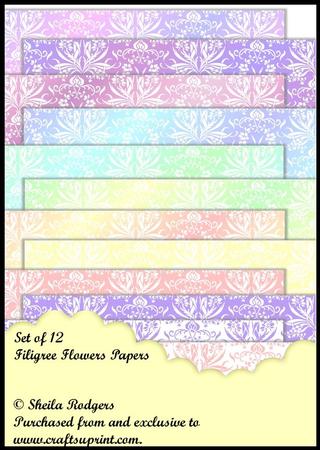 Set of 12 Filigree Flowers Papers - CUP523388_66 | Craftsuprint