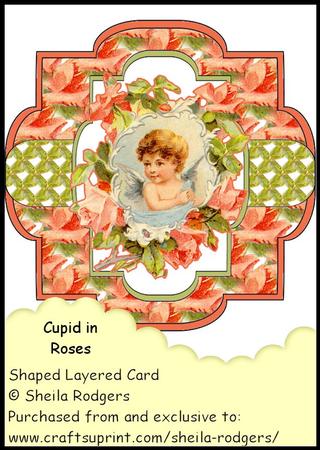 Shaped Layered Card - Cupid in Roses - CUP524933_66 | Craftsuprint