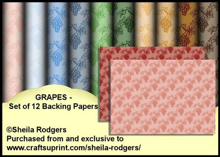 Grapes - Set of 12 Backing Papers - CUP533860_66 | Craftsuprint