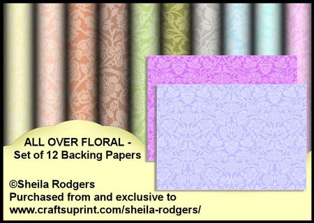 All Over Floral - Set of 12 Backing Papers - CUP534358_66 | Craftsuprint