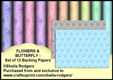 Flowers & Butterfly - Set of 12 Backing Papers - CUP534384_66 ...