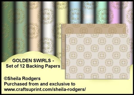Golden Swirls - Set of 12 Backing Papers - CUP534729_66 | Craftsuprint