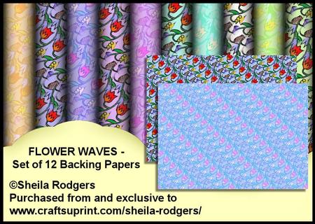 Flower Waves - Set of 12 Backing Papers - CUP536651_66 | Craftsuprint