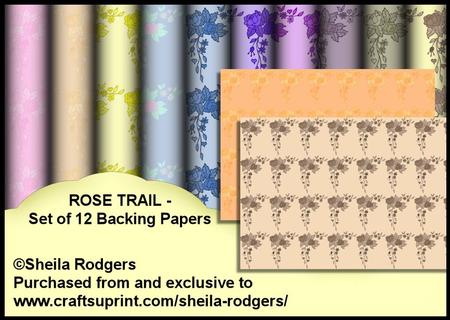Rose Trail - Set of 12 Backing Papers - CUP536665_66 | Craftsuprint