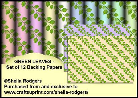 Green Leaves - Set of 12 Backing Papers - CUP540487_66 | Craftsuprint