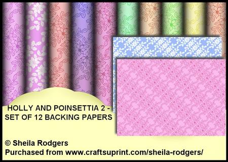 Holly and Poinsettia 2 - Set of 12 Backing Papers - CUP555786_66 ...