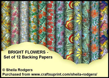 Bright Flowers - Set of 12 Backing Papers - CUP557452_66 | Craftsuprint