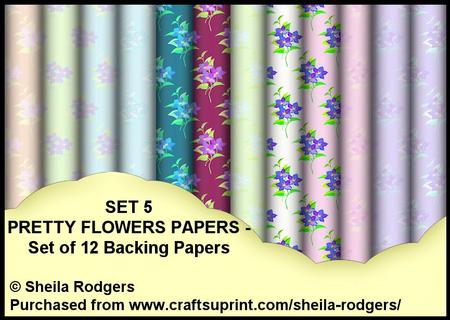 Set 5 Pretty Flowers - Set of 12 Backing Papers - CUP557703_66 ...