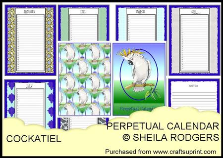 Perpetual Calendar - Cockatiel - CUP559431_66 | Craftsuprint