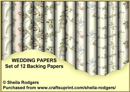 Wedding Papers - Set of 12 Backing Papers - CUP572682_66 | Craftsuprint
