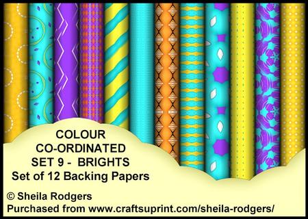 Colour Co-ordinated Set 9 Brights - Set of 12 Backing Papers ...