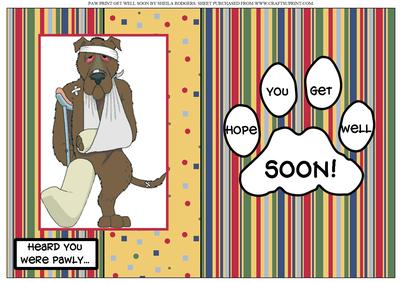 Paw Print Get Well Soon - CUP58723_66 | Craftsuprint