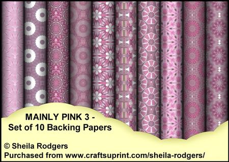 Mainly Pink 3 - Set of 10 Backing Papers - CUP606507_66 | Craftsuprint