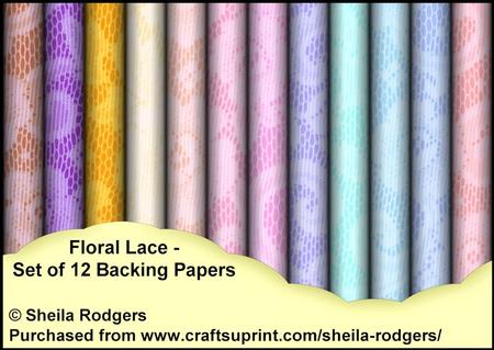 Floral Lace - Set of 12 Backing Papers - CUP622092_66 | Craftsuprint