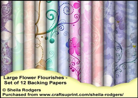 Large Flower Flourishes - Set of 12 Backing Papers - CUP626530_66 ...