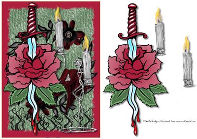 Dagger Through Rose Tattoo Art - CUP626871_66 | Craftsuprint
