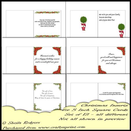 Christmas Inserts for 5 Inch Square Cards - CUP626915_66 | Craftsuprint