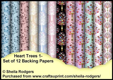 Heart Trees 1 - Set of 12 Backing Papers - CUP633948_66 | Craftsuprint