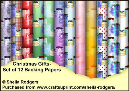 Christmas Gifts - Set of 12 Backing Papers - CUP634179_66 | Craftsuprint