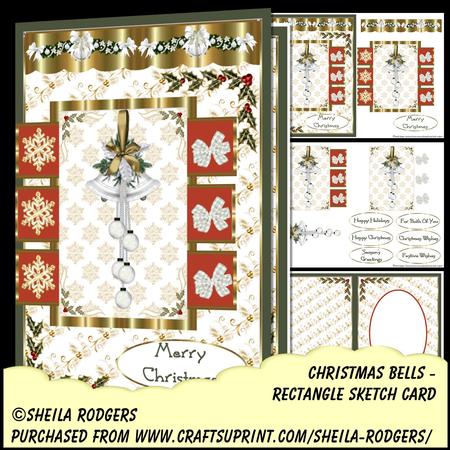 Rectangle Sketch Card - Christmas Bells - CUP637138_66 | Craftsuprint