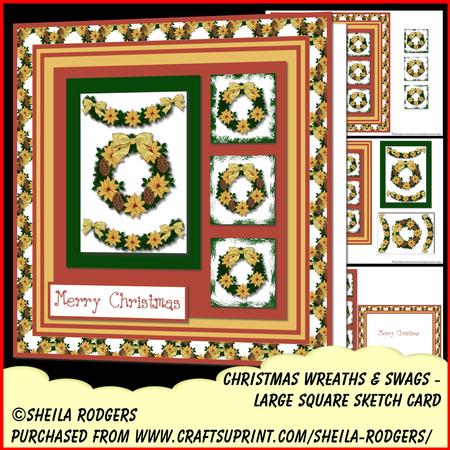 Large Square Sketch Card - Christmas Wreaths and Swags - CUP652441_66 ...