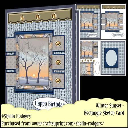 Rectangle Sketch Card - Winter Sunset - CUP654583_66 | Craftsuprint