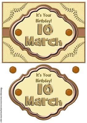 Day of the Year Birthday - March 10 - CUP658670_66 | Craftsuprint