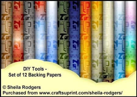 DIY Tools - Set of 12 Backing Papers - CUP681546_66 | Craftsuprint