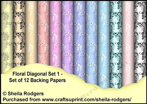 Floral Diagonal Set 1 - Set of 12 Backing Papers - CUP714784_66 ...