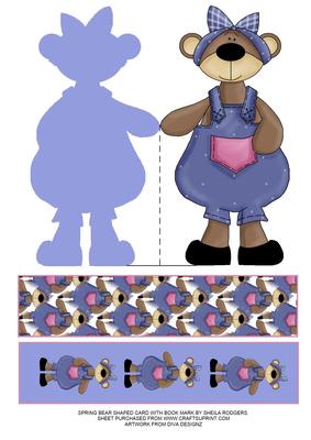 Spring Bear Shaped Card with Bookmark - CUP72409_66 | Craftsuprint