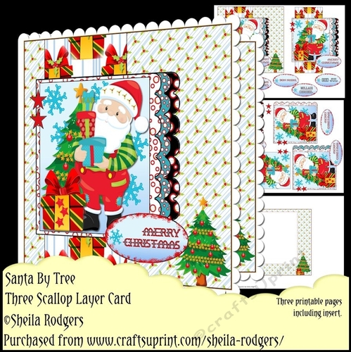 Three Scallop Layers - Santa By Tree - CUP739119_66 | Craftsuprint