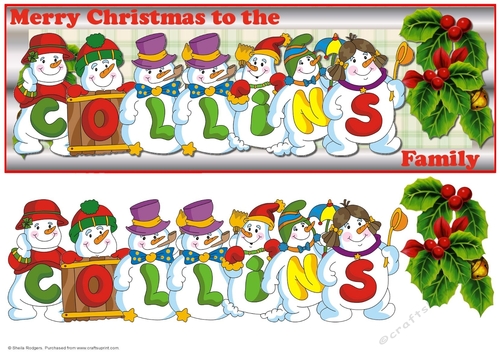 SNOWMEN SURNAME - COLLINS - CUP745606_66 | Craftsuprint