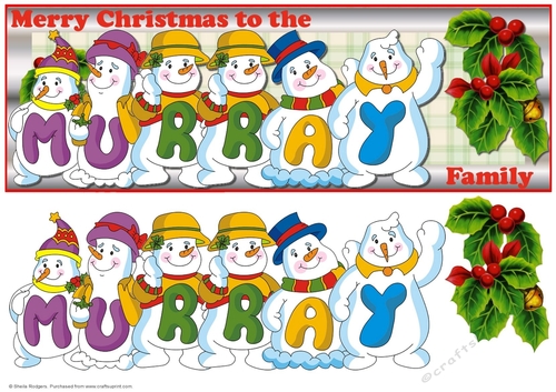 SNOWMEN SURNAME - MURRAY - CUP748697_66 | Craftsuprint
