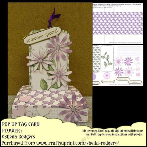 Pop Up Tag Card - Flower 1 - CUP754989_66 | Craftsuprint