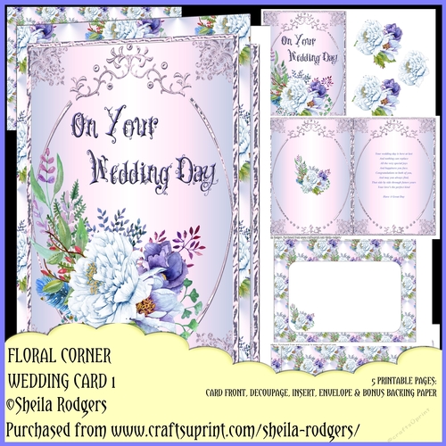 Floral Corner Wedding Card 1 - CUP769290_66 | Craftsuprint