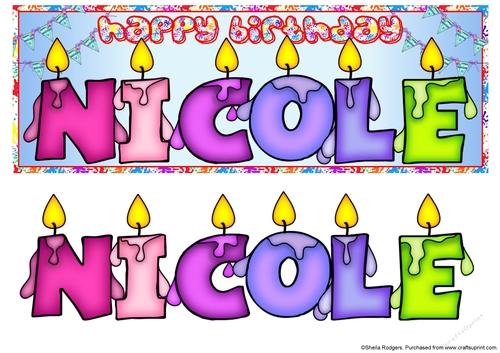 BIRTHDAY CANDLES NAMES - NICOLE - CUP774024_66 | Craftsuprint