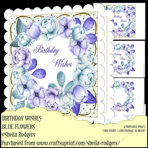 Birthday Wishes Blue Flowers - CUP774309_66 | Craftsuprint
