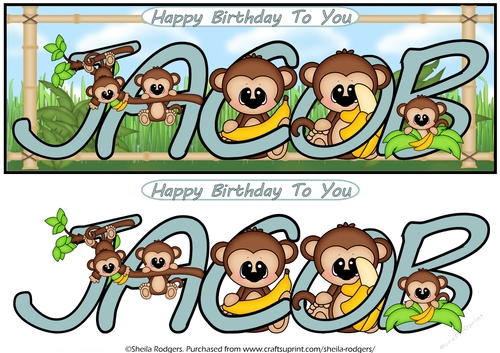 LITTLE MONKEYS NAMES - JACOB - CUP881623_66 | Craftsuprint