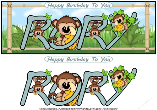 LITTLE MONKEYS NAMES - RORY - CUP881626_66 | Craftsuprint